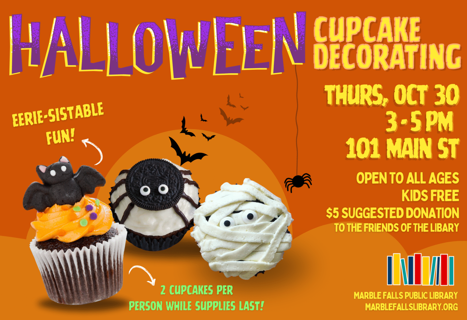 Halloween Cupcake Decorating - Marble Falls Public Library